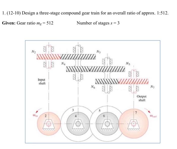 Solved 1. (12-10) Design a three-stage compound gear train | Chegg.com