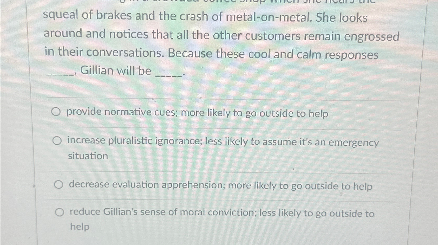 Solved squeal of brakes and the crash of metal-on-metal. She | Chegg.com
