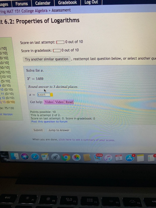 Solved Log Out sages Forums Calendar Gradebook ring MAT 151 | Chegg.com