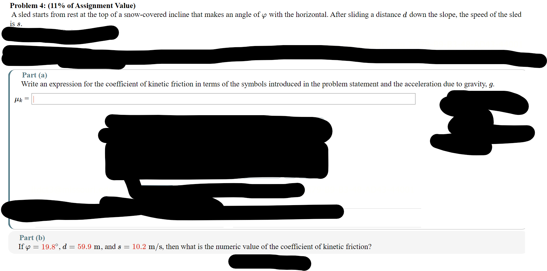 Solved Problem 4: (11% ﻿of Assignment Value)A sled starts | Chegg.com