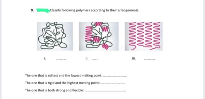 Solved 9. Classify following polymers according to their | Chegg.com