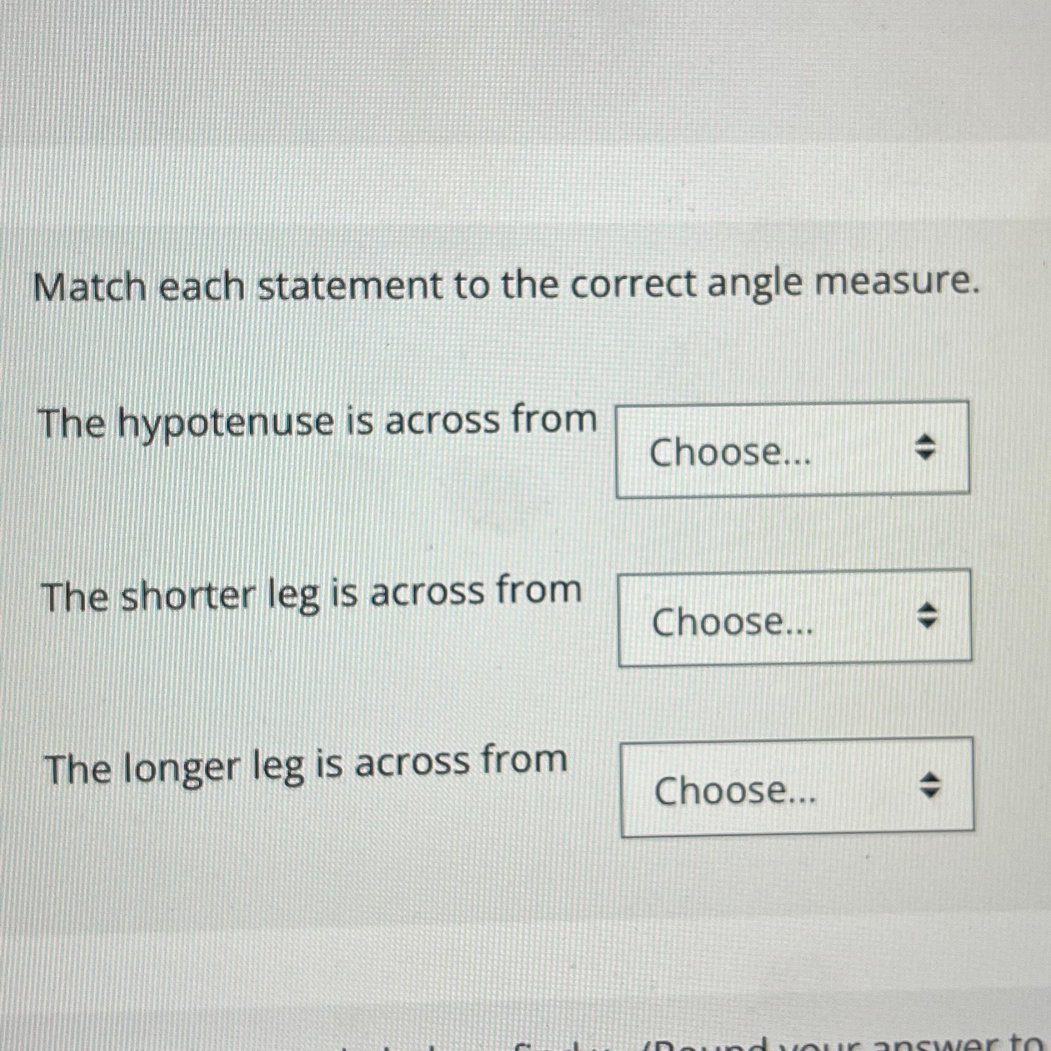 Solved Match each statement to the correct angle measure.The | Chegg.com