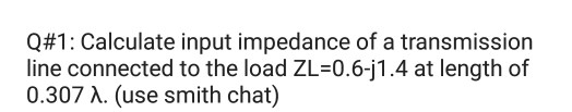 Solved Q#1: Calculate input impedance of a transmission line | Chegg.com