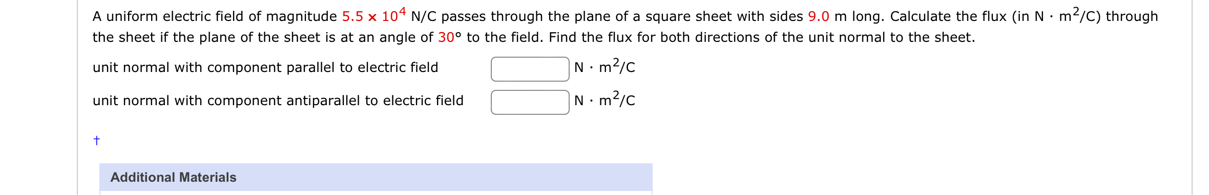 Solved A uniform electric field of magnitude 5.5×104NC | Chegg.com