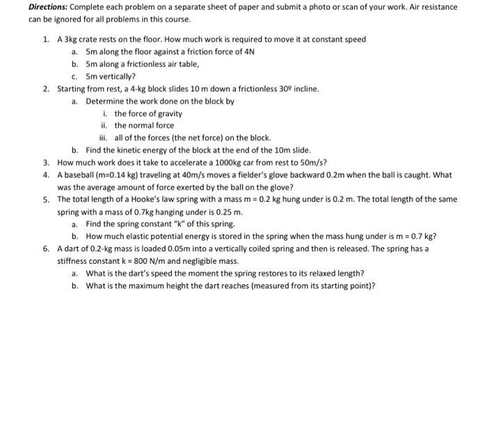 Solved Directions: Complete each problem on a separate sheet | Chegg.com