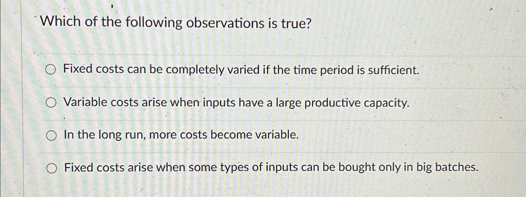 Solved Which of the following observations is true?Fixed | Chegg.com