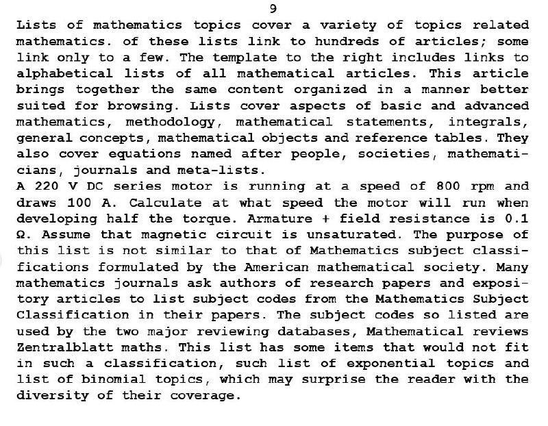 9 Lists of mathematics topics cover a variety of | Chegg.com