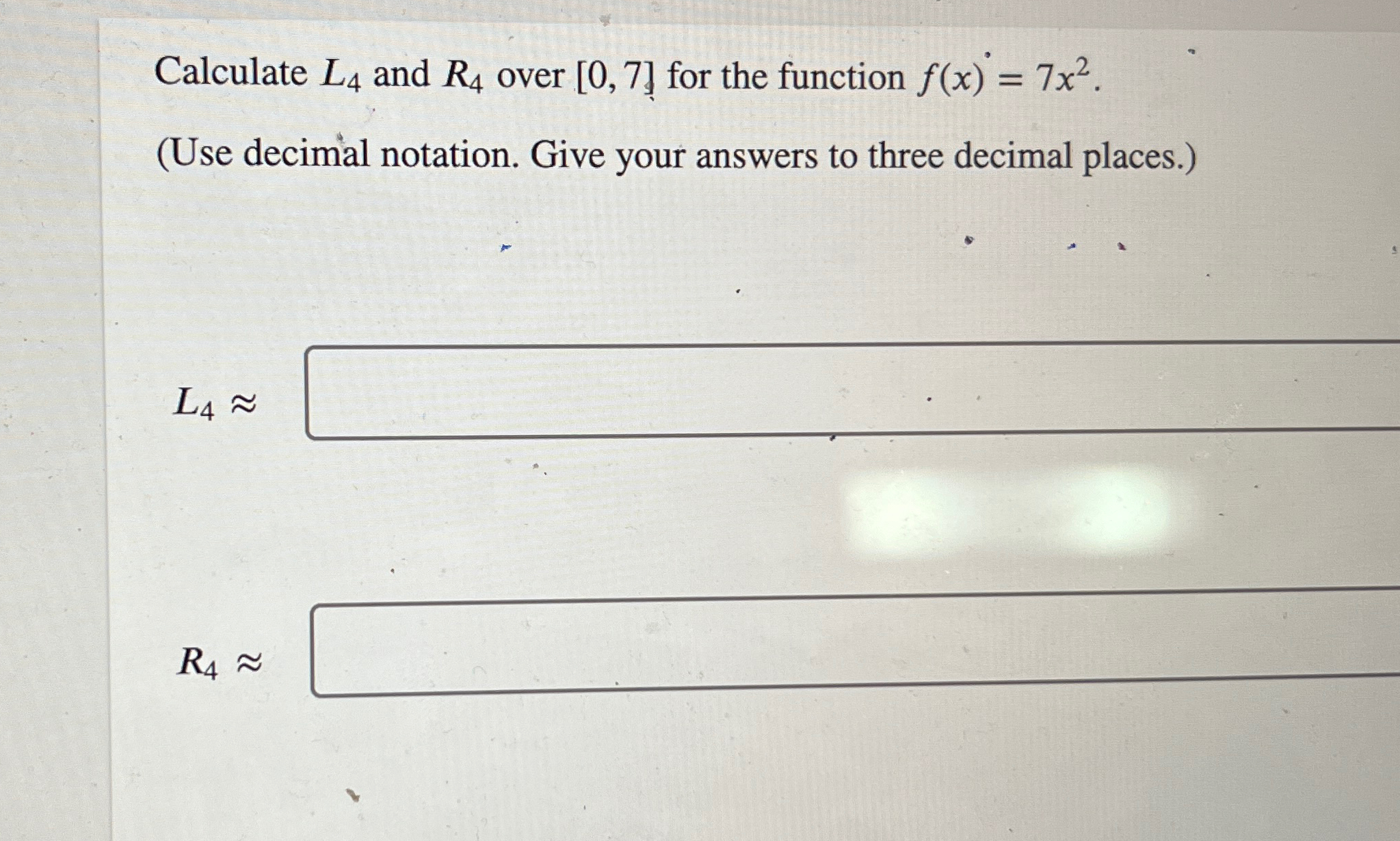 Solved Calculate L4 ﻿and R4 ﻿over 0,7 ﻿for the function | Chegg.com