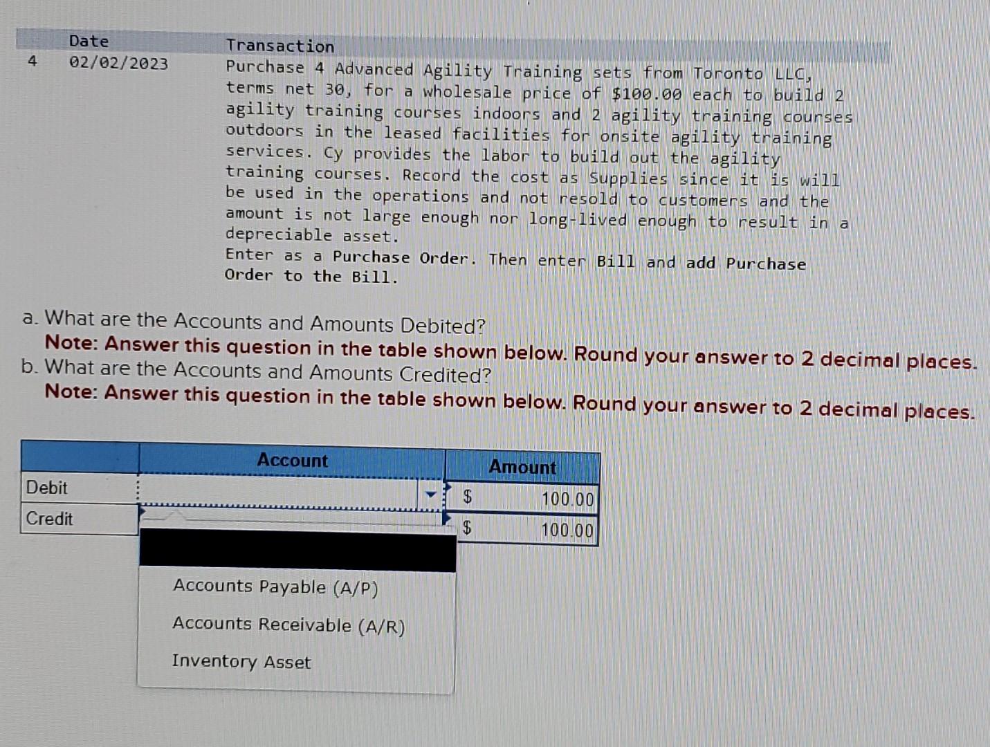 Solved a. What are the Accounts and Amounts Debited? Note: | Chegg.com