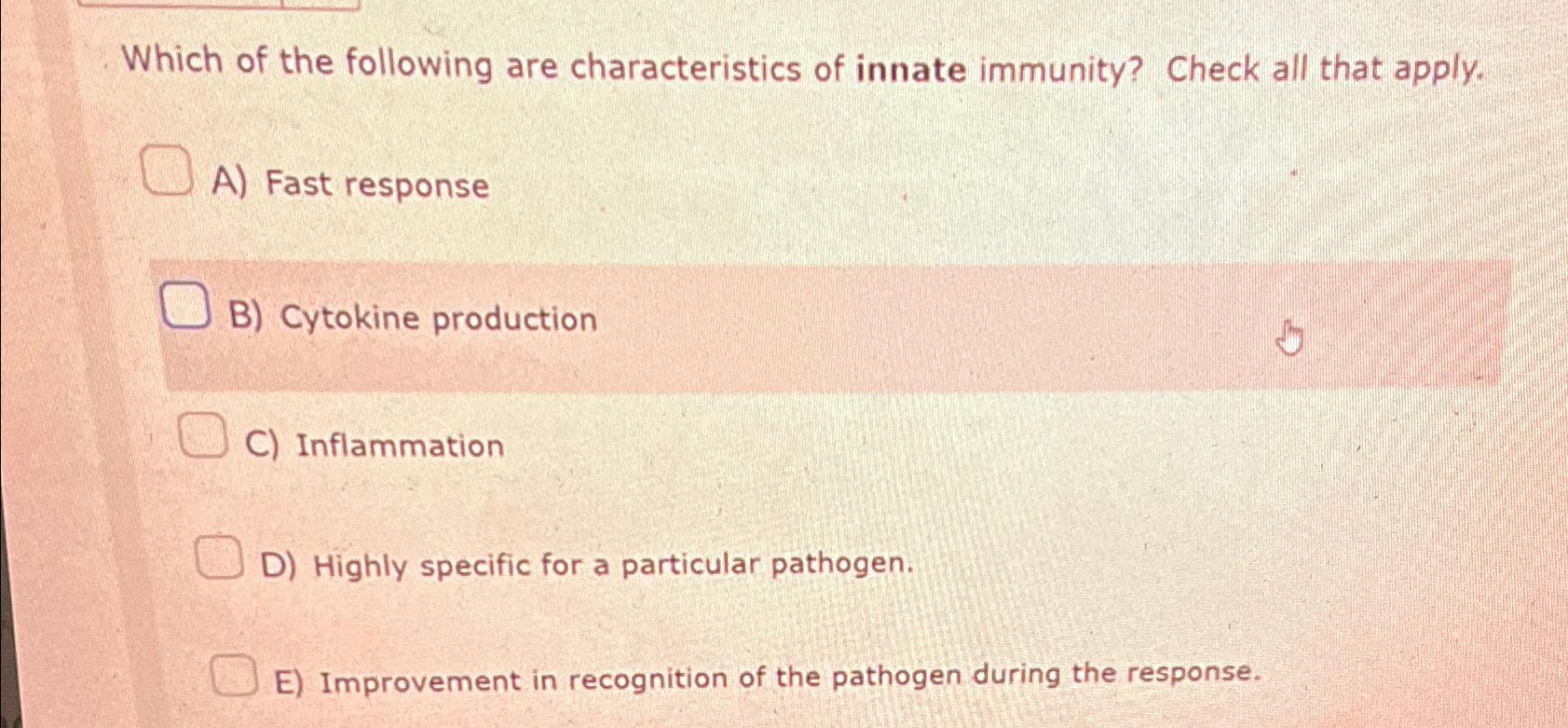 Solved Which of the following are characteristics of innate | Chegg.com