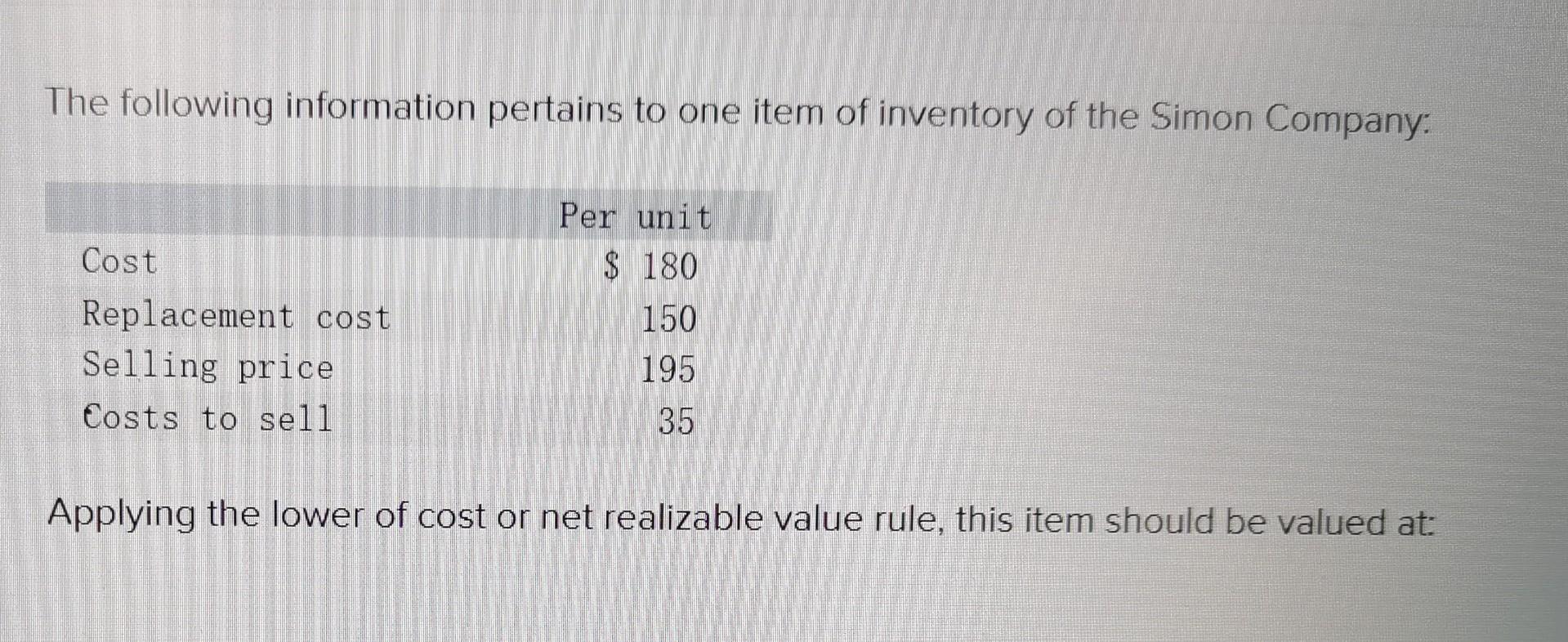 Solved The following information pertains to one item of | Chegg.com