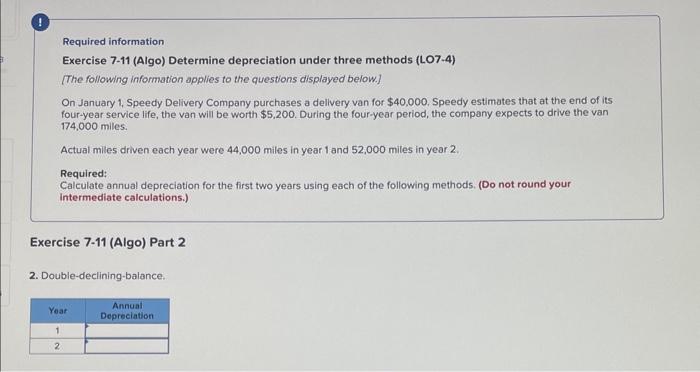 Solved Required information Exercise 7-11 (Algo) Determine | Chegg.com