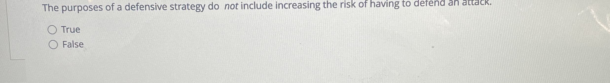 Solved The purposes of a defensive strategy do not include | Chegg.com