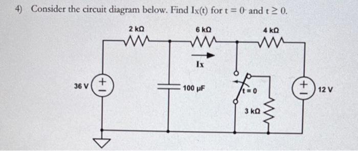 Solved 4) Consider the circuit diagram below. Find Ix(t) for | Chegg.com