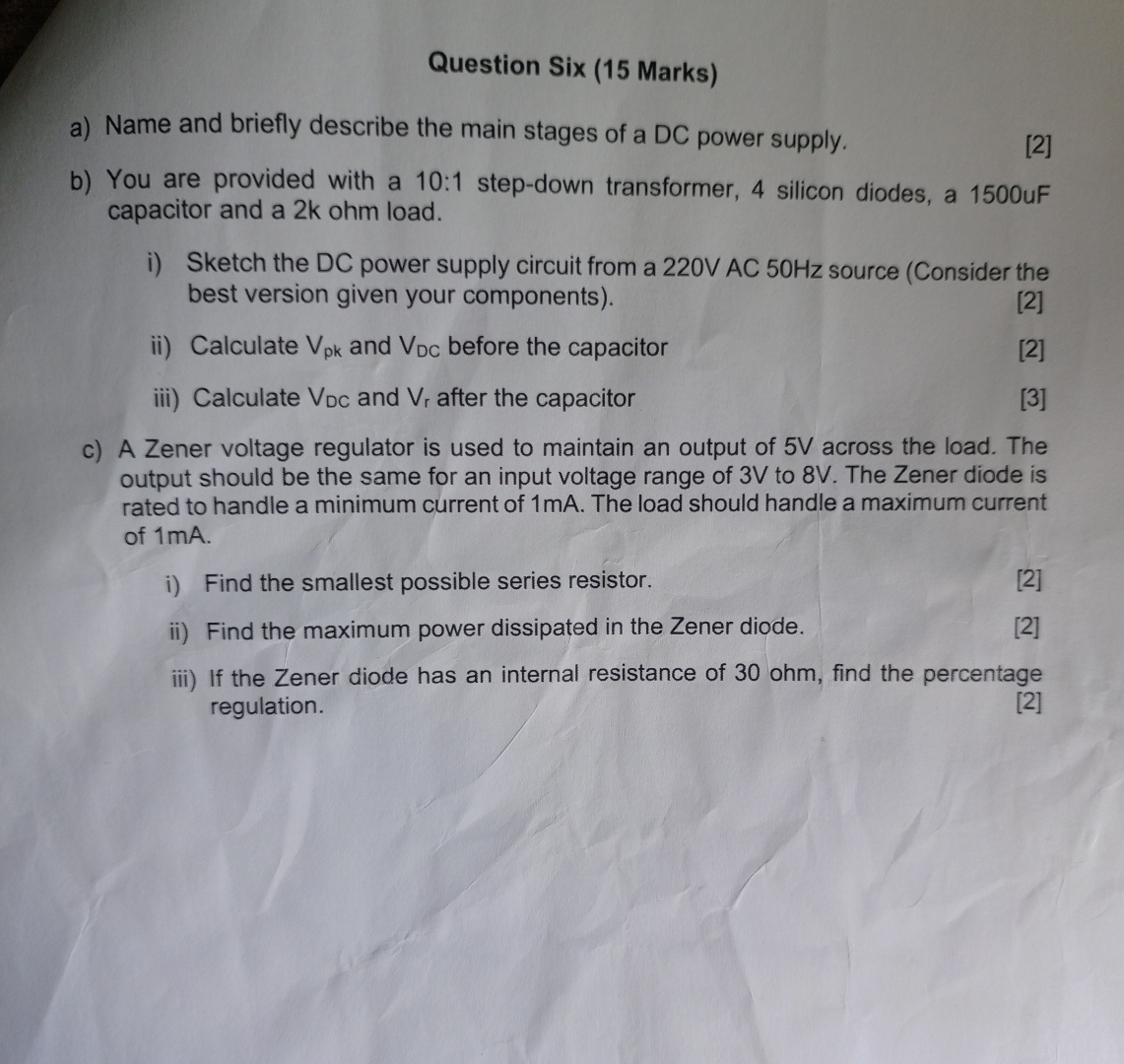 Solved Question Six (15 ﻿Marks)a) ﻿Name and briefly describe | Chegg.com