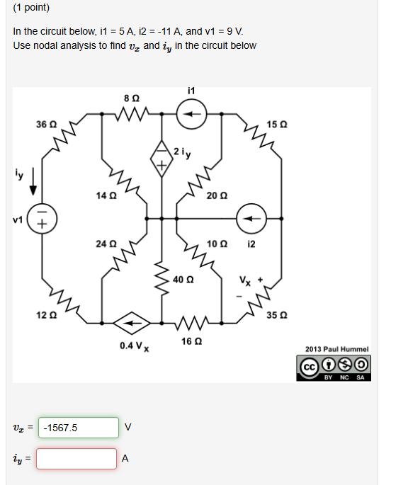 In ﻿the circuit below, i1=5A,i2=-11A, ﻿and v1=9V.Use | Chegg.com
