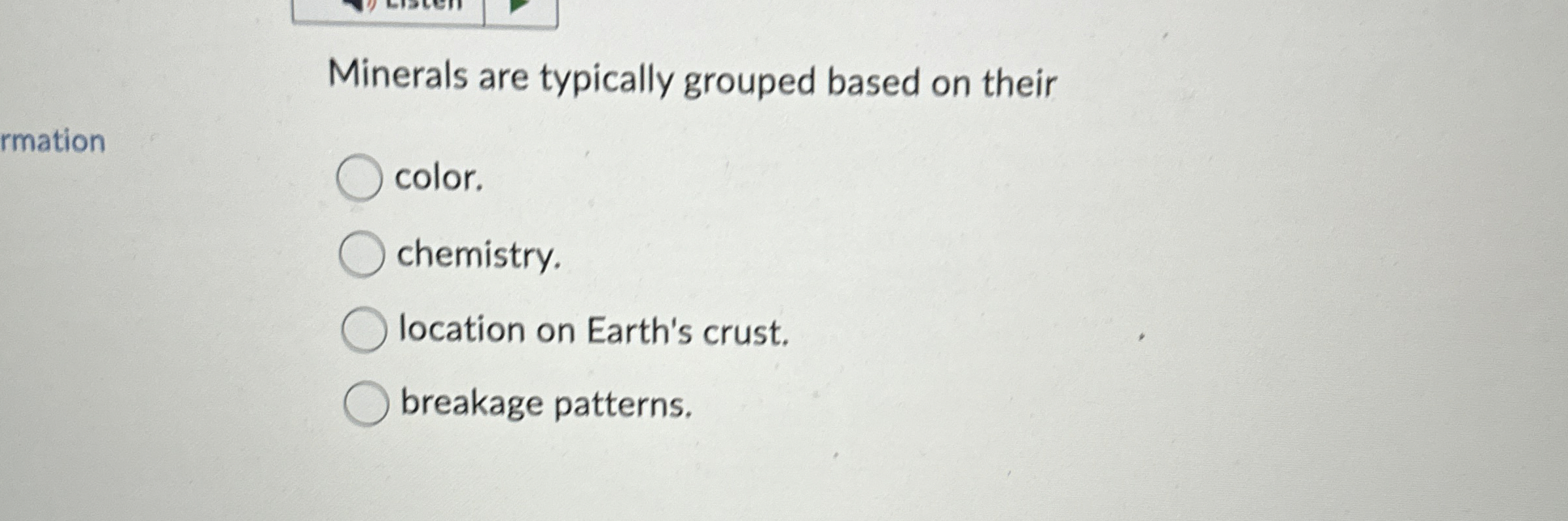 Solved Minerals are typically grouped based on | Chegg.com
