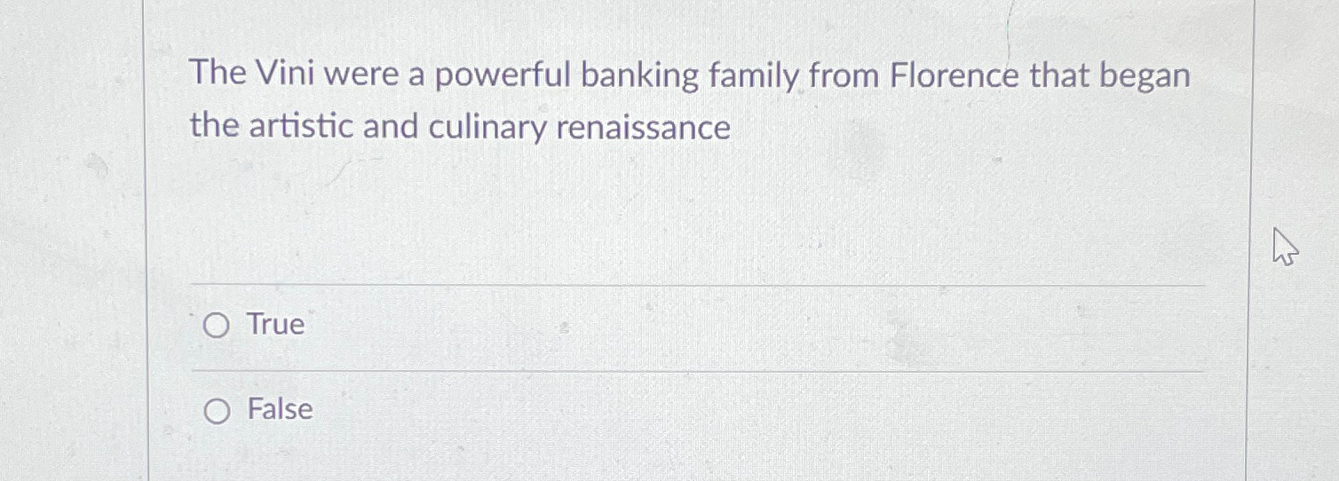 Solved The Vini were a powerful banking family from Florence | Chegg.com