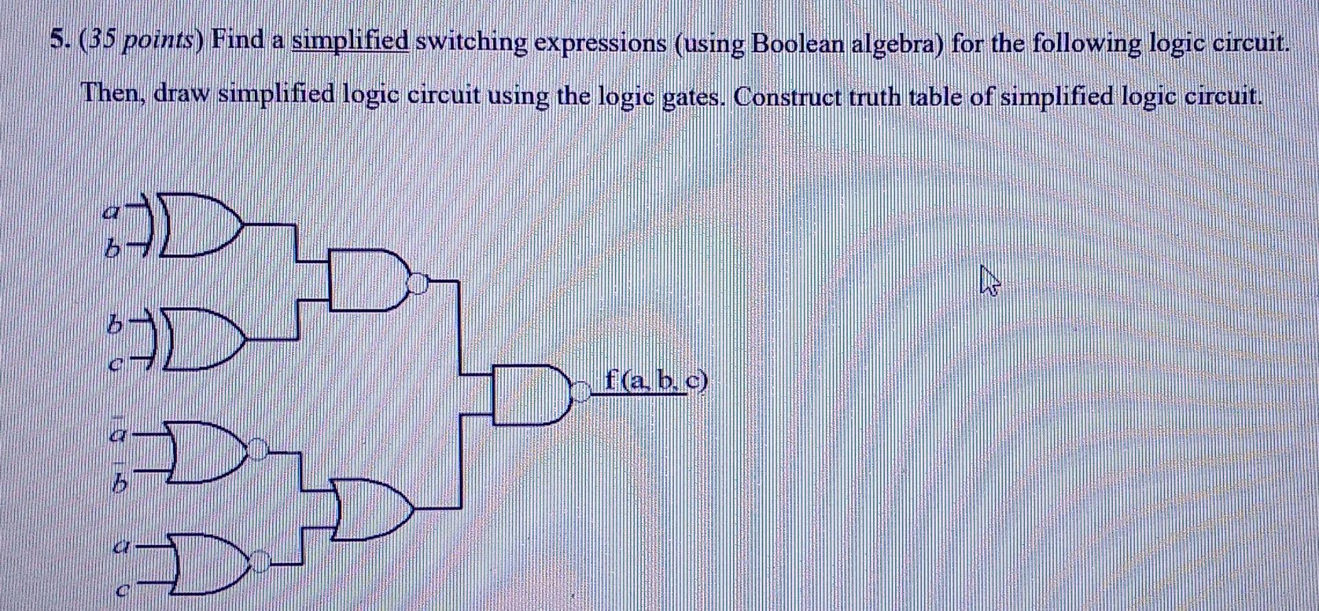 Solved 5. (35 points) Find a simplified switching | Chegg.com