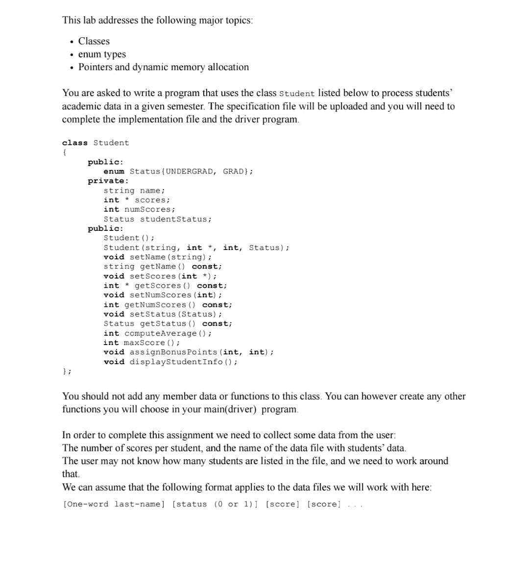 Solved This lab addresses the following major topics: • | Chegg.com