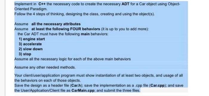 Solved Implement in C++ the necessary code to create the | Chegg.com