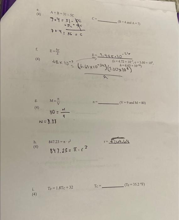 Solved (4) A+B=31−5C7+4=51−5CC=7+4=5C=C5C+5C (B=4 and A=7) | Chegg.com