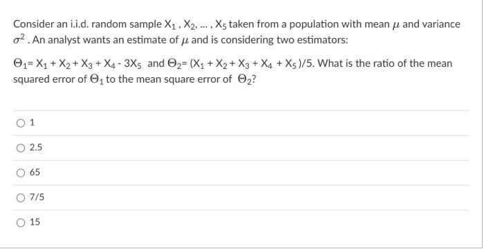 Solved Consider an i.i.d. random sample X1, X2, ..., Xs | Chegg.com