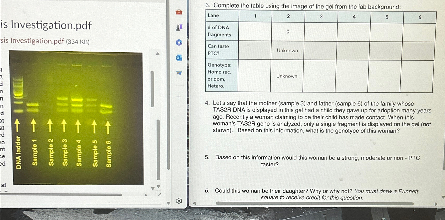 Solved Complete the table using the image of the gel from | Chegg.com
