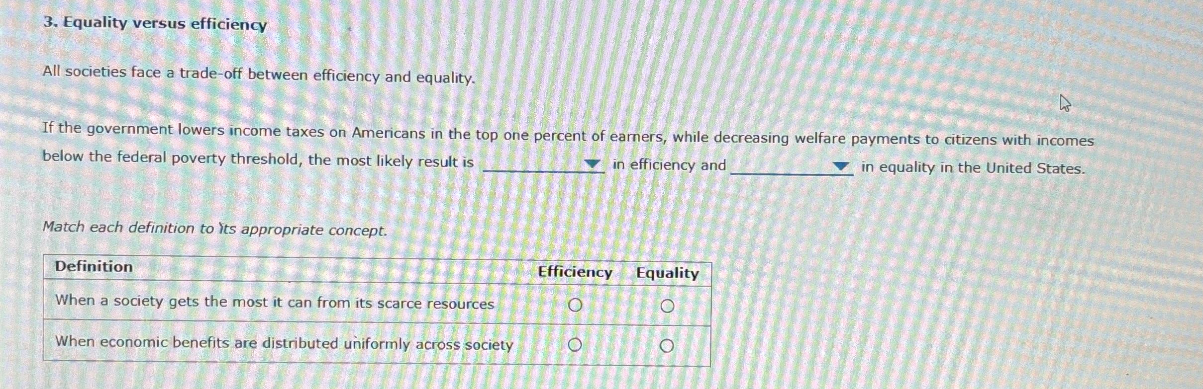 Solved Equality versus efficiencyAll societies face a | Chegg.com