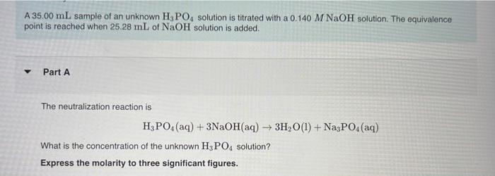 Solved A 35.00 mL sample of an unknown H3PO4 solution is | Chegg.com