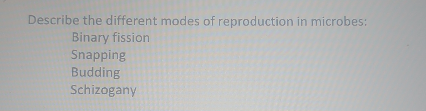Solved Describe the different modes of reproduction in | Chegg.com
