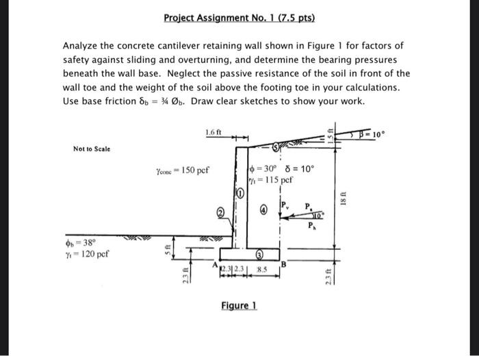 Solved Analyze the concrete cantilever retaining wall shown | Chegg.com