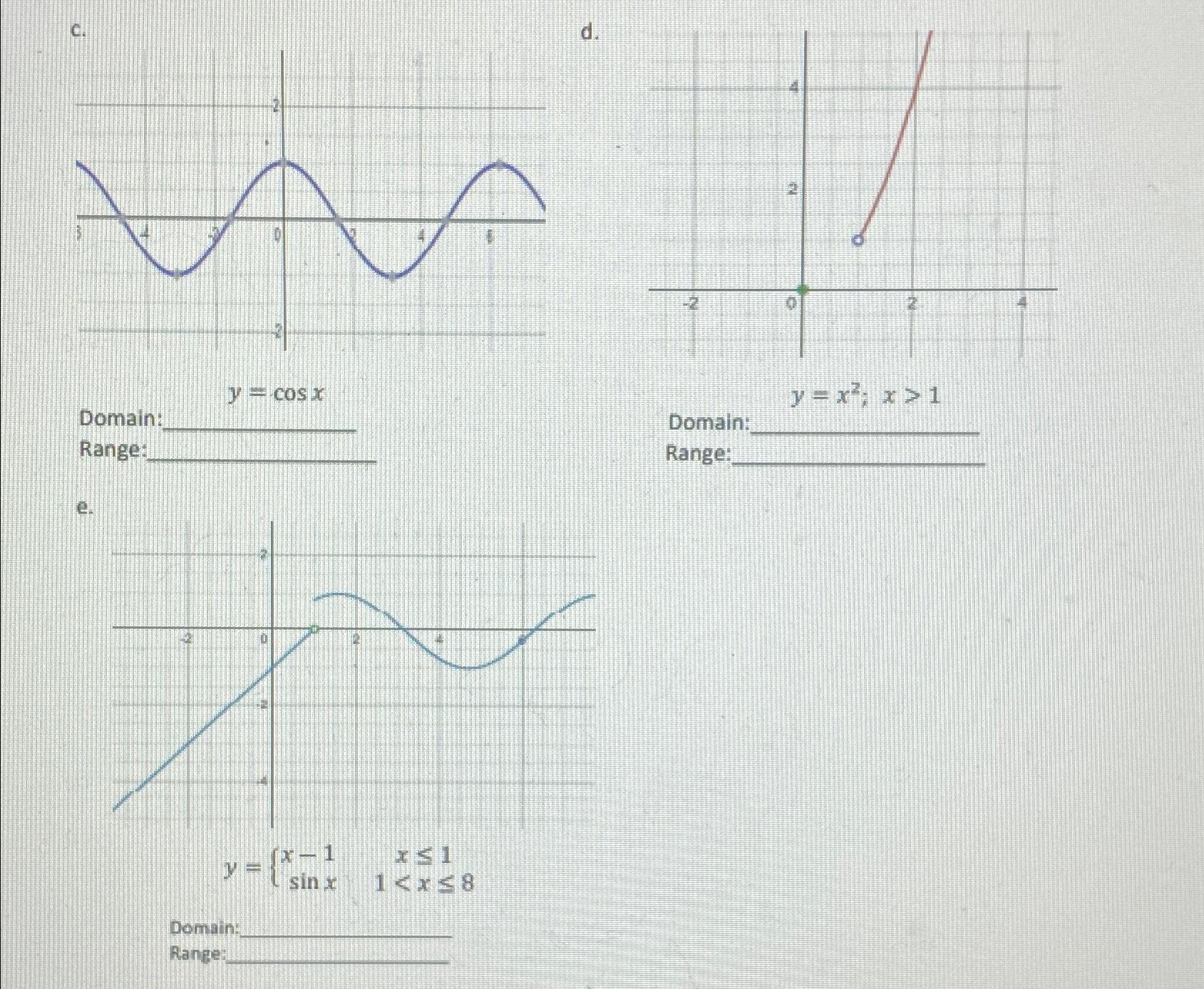 Solved d.Domain:Range:E.Domain:Range: | Chegg.com
