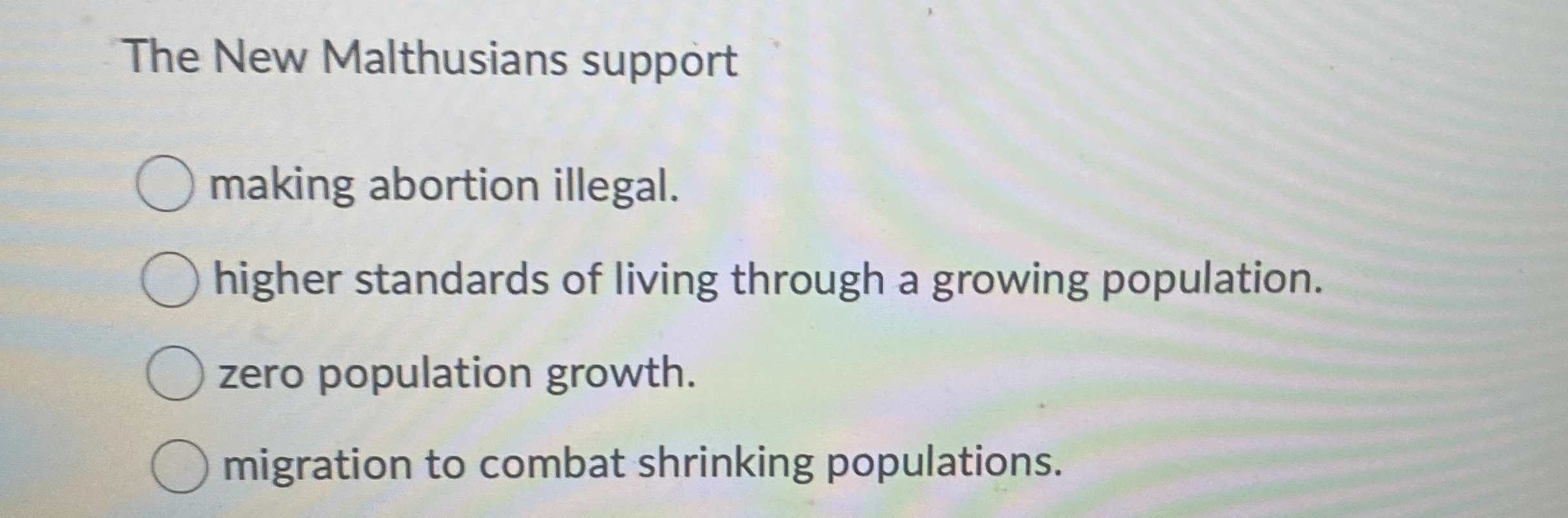 Solved The New Malthusians supportmaking abortion | Chegg.com