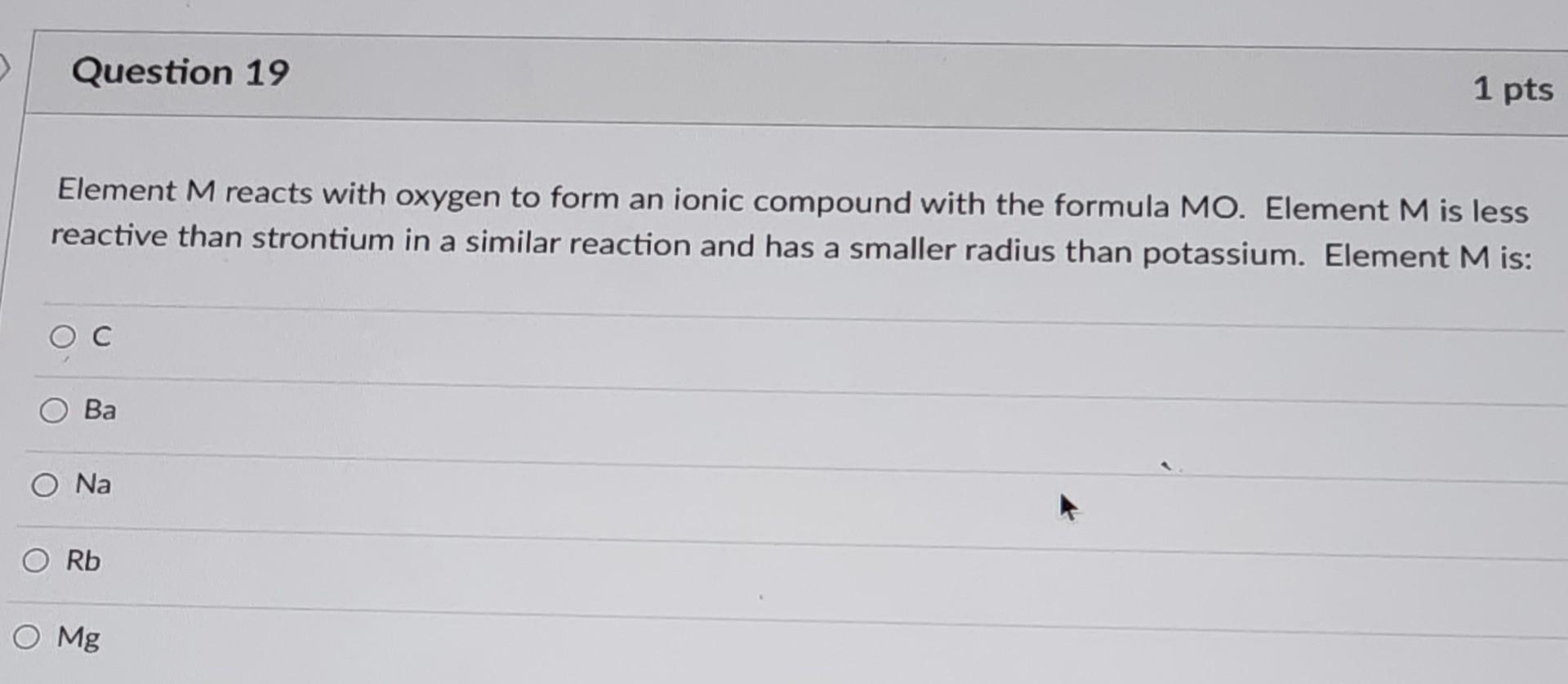 Solved Element M reacts with oxygen to form an ionic | Chegg.com