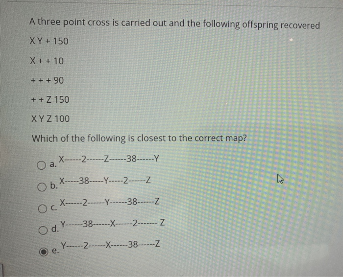 Solved O b.--38----------2------Z A three point cross is | Chegg.com