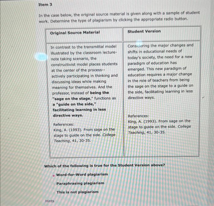 Solved In the case below, the original source material is | Chegg.com