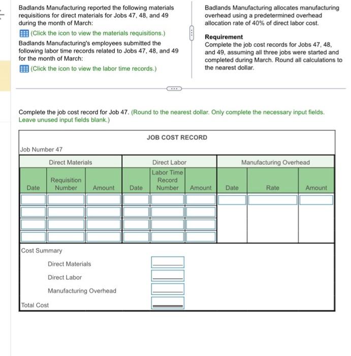 Solved Data table Biest Mewaik Data table Complete the job | Chegg.com