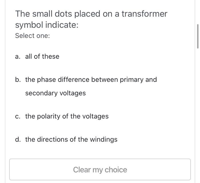 Solved The small dots placed on a transformer symbol | Chegg.com