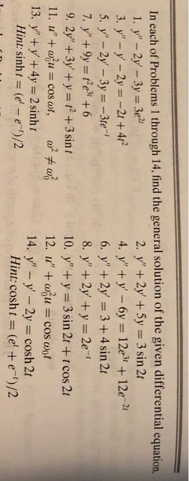 Solved In each of Problems 1 through 14, find the general | Chegg.com
