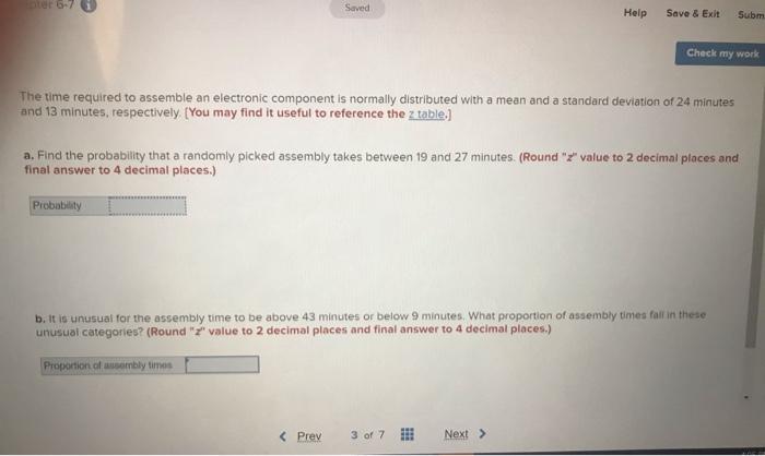 Solved Saved Help Save & Exit Subm Check my work The time | Chegg.com