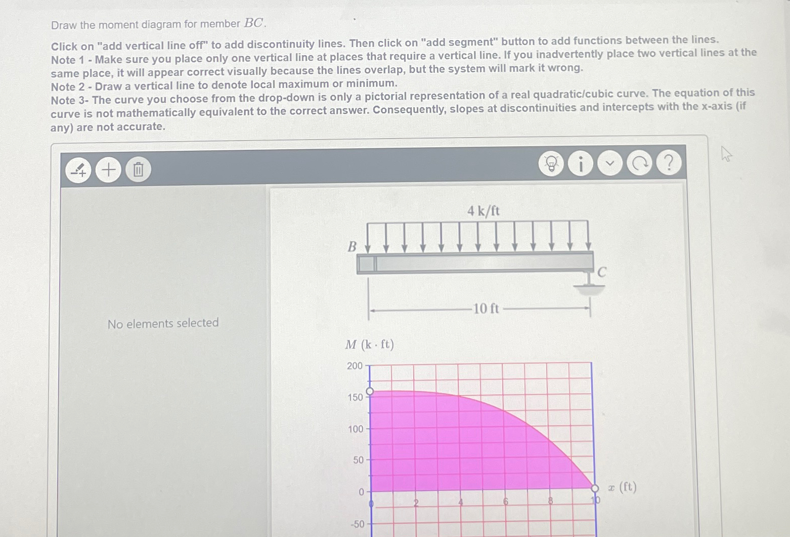 Solved Draw the moment diagram for member BC.Click on "add | Chegg.com