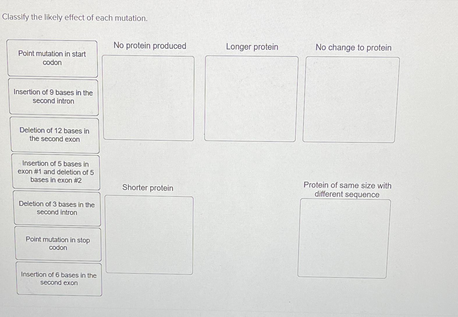 Solved Classify The Likely Effect Of Each Mutation Point