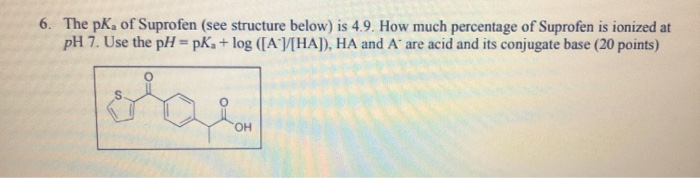 Solved 6. The pK, of Suprofen (see structure below) is 4.9. | Chegg.com