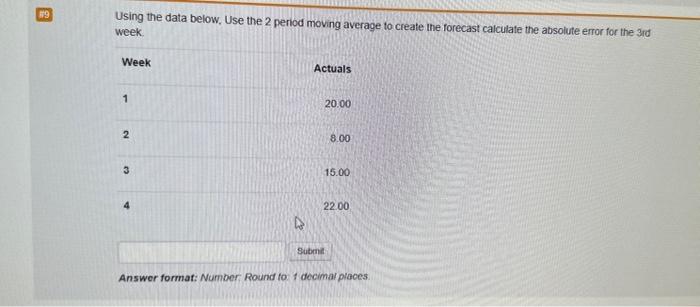 Solved Using the data below, Use the 2 period moving average | Chegg.com