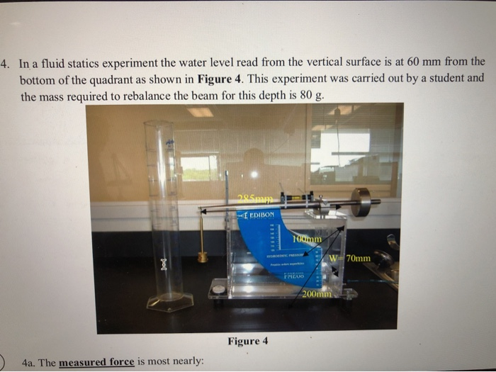Solved 4. In a fluid statics experiment the water level read | Chegg.com