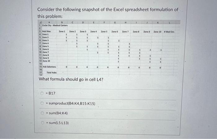Solved Consider the following snapshot of the Excel | Chegg.com