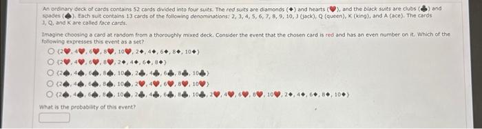 Solved spades (A), Each suit contains 13 cards of the | Chegg.com