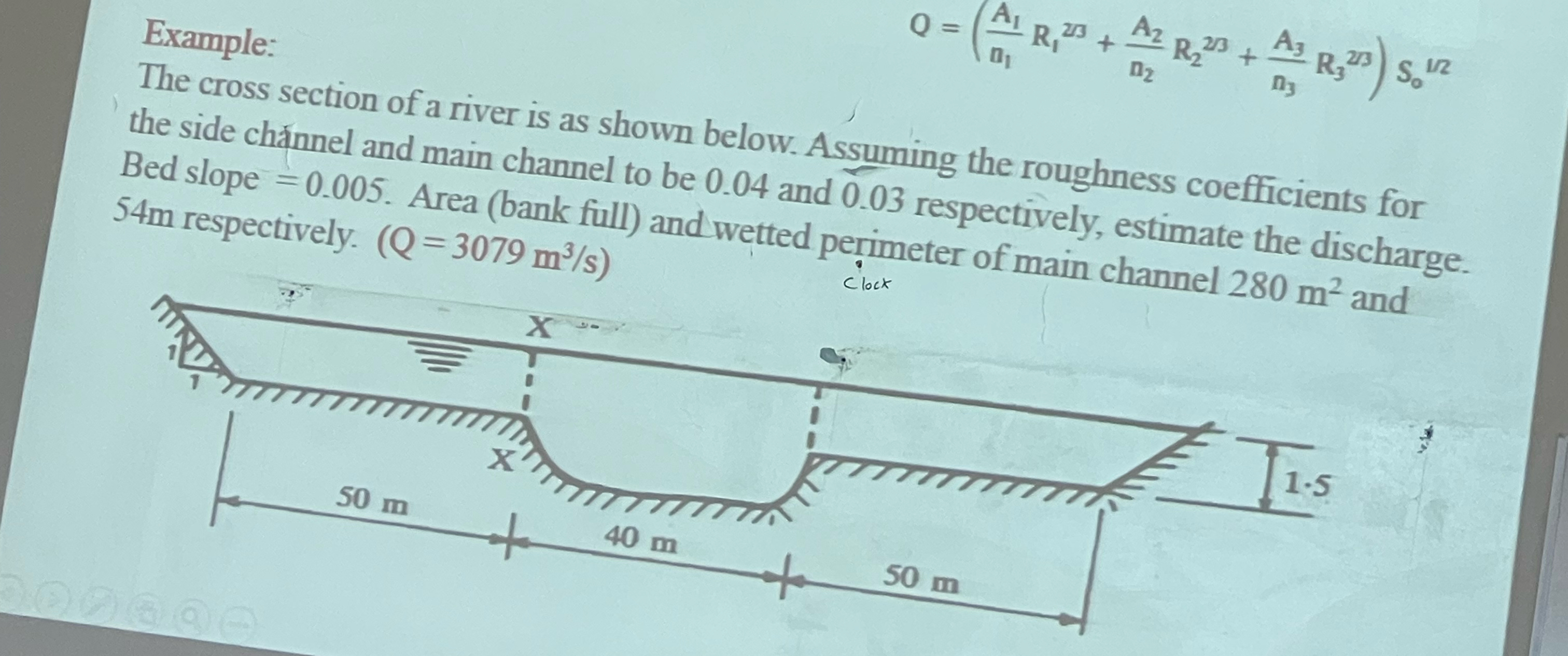 Solved Example:The cross section of a river is as shown | Chegg.com