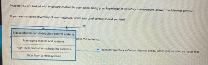 Solved Imagine you are tasked with Inventory control for | Chegg.com